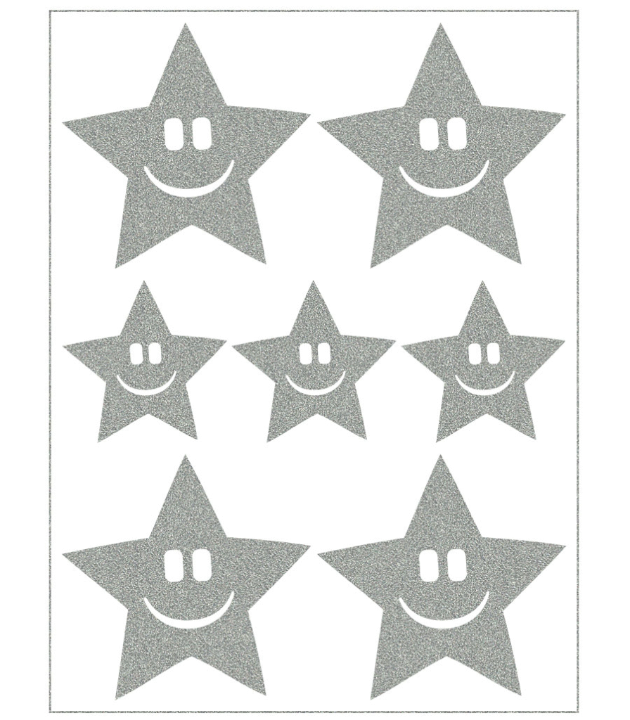 Iron-on reflective motifs: letters with a smiley face, 7 pcs - Sunnyday ...